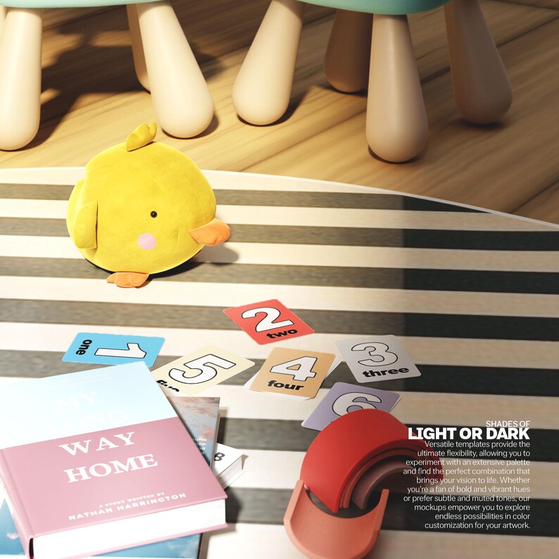 Children's Flashcard Mockup Bundle Stage in a Kid's Room - 7 Psd Files ...