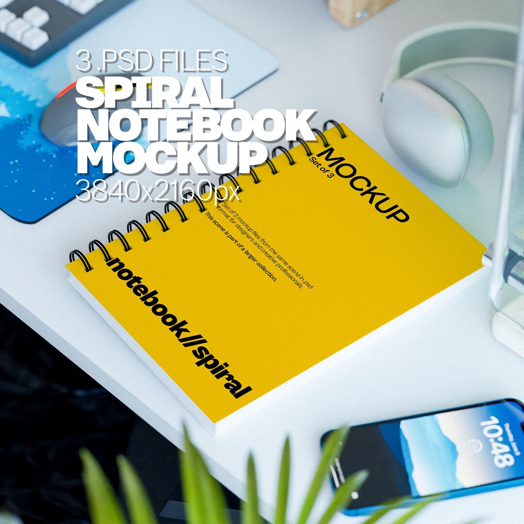 Spiral Sublimation Notebook Mockup Bundle Placed on a White Table for ...