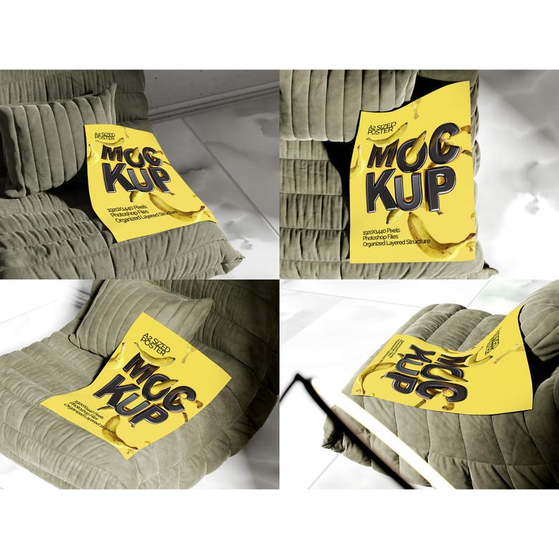 A2 Poster Mockup Bundle – Sofa Staged Artwork (4 PSD Files) - Etsy