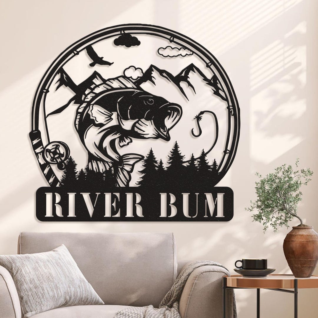 Custom Fish Metal Sign With Led Light, Outdoor Bass Fishing Sign ...