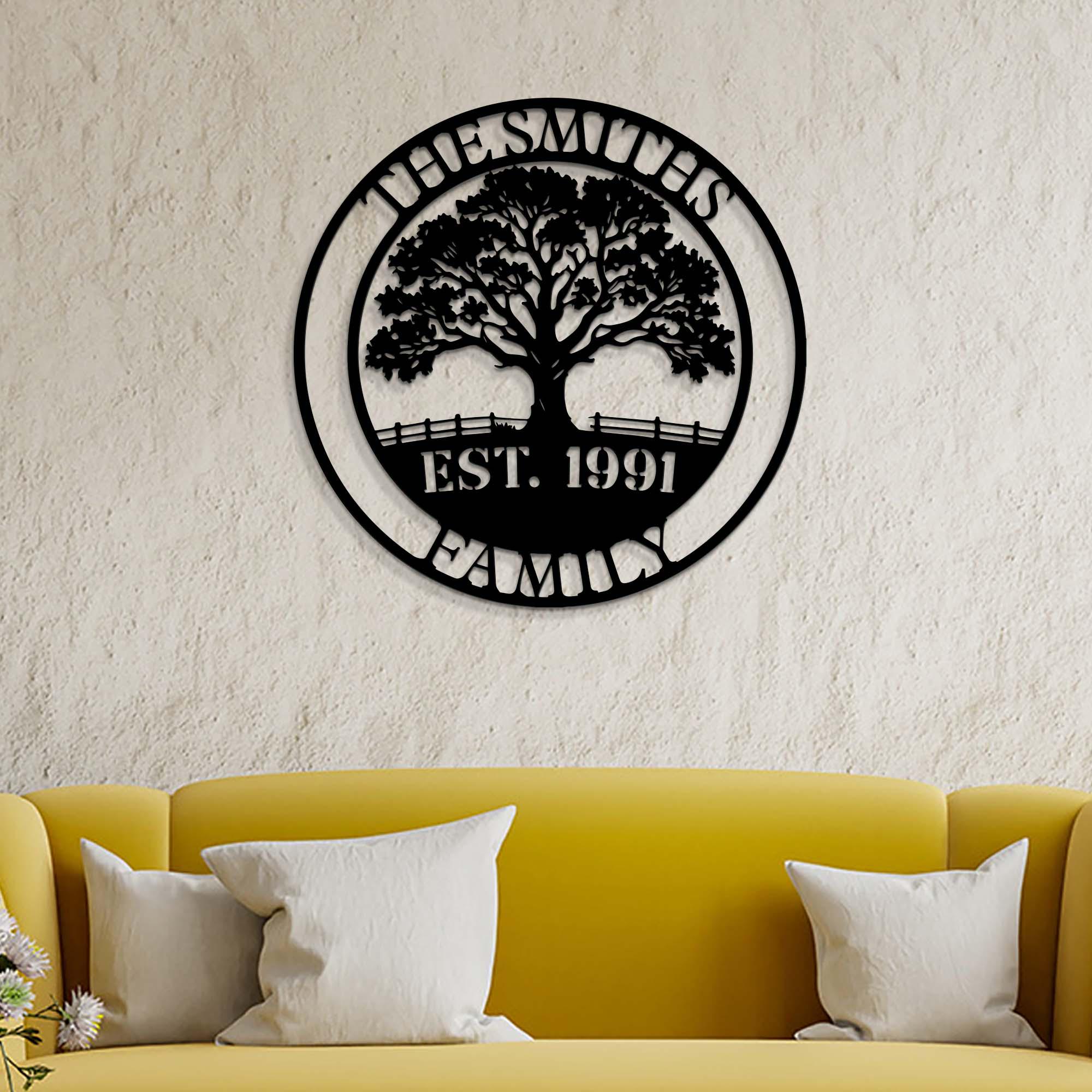 Custom Oak Tree Metal Wall Art, Personalized Oak Tree Metal Sign ...