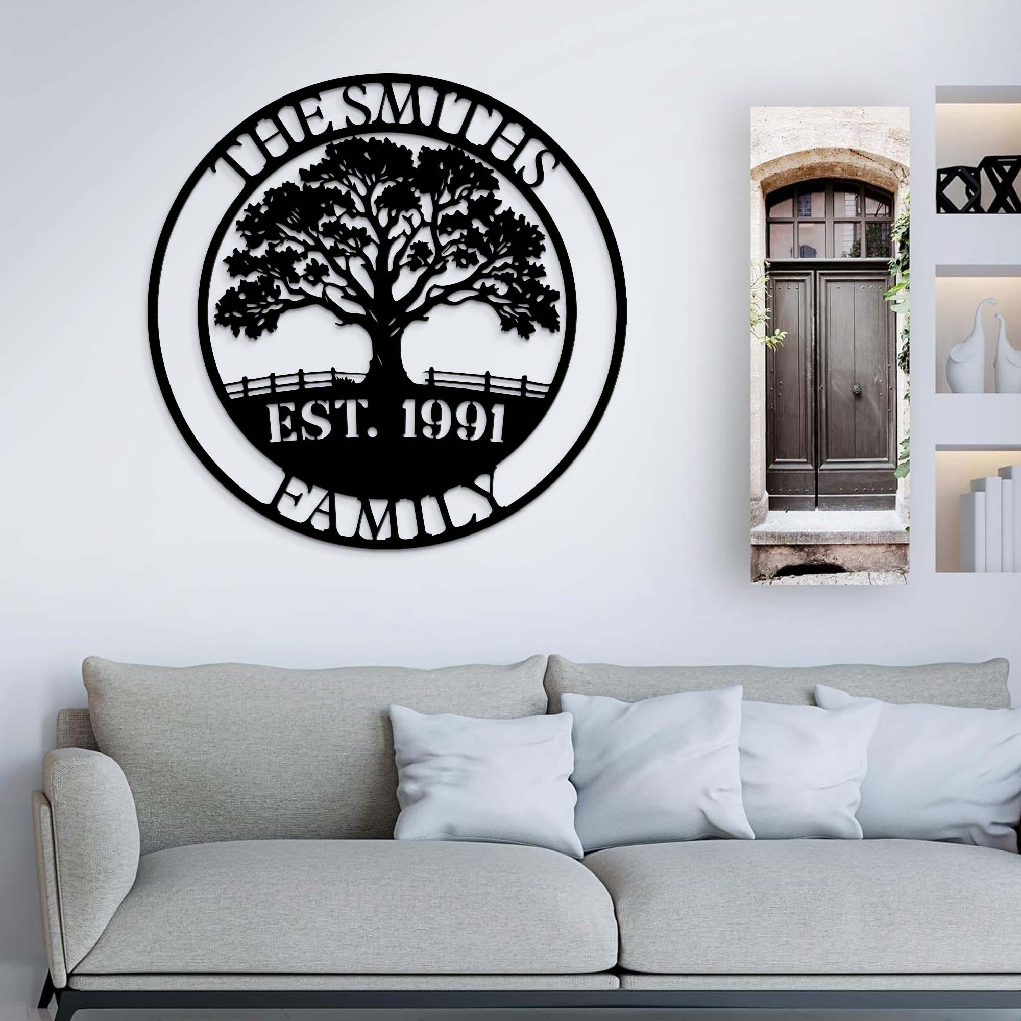 Custom Oak Tree Metal Wall Art, Personalized Oak Tree Metal Sign ...