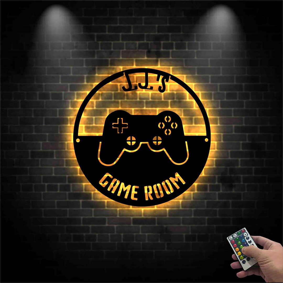 Personalized Metal Gaming Sign With Led Light, Game Room Decor, Gamer ...