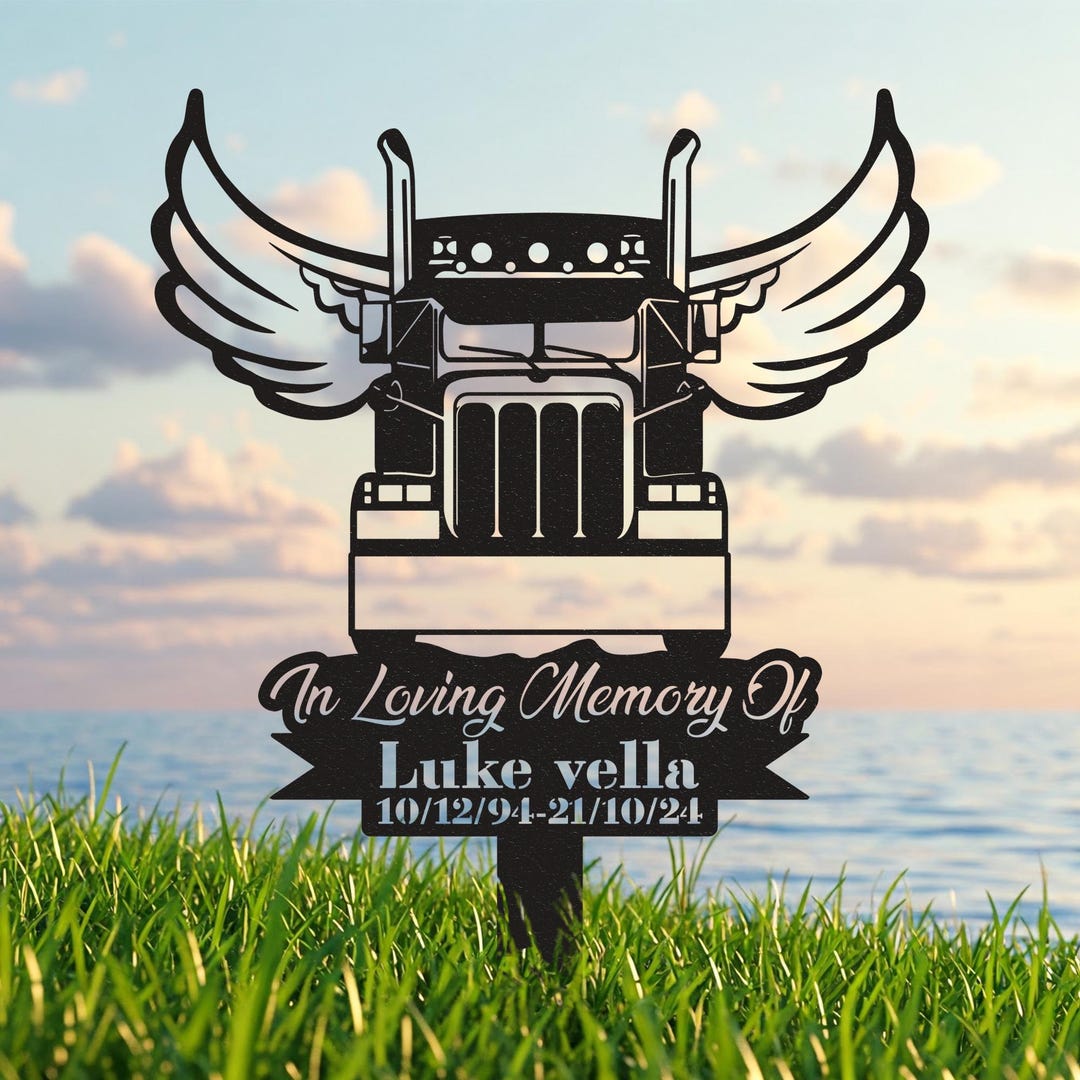 Custom Truck Driver Memorial Metal Sign, Custom Semi Truck Angel Wings ...