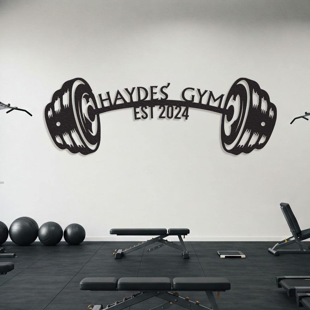Personalized Gym Metal Sign, Powerlifting Sport Metal Wall Art Gym Name ...