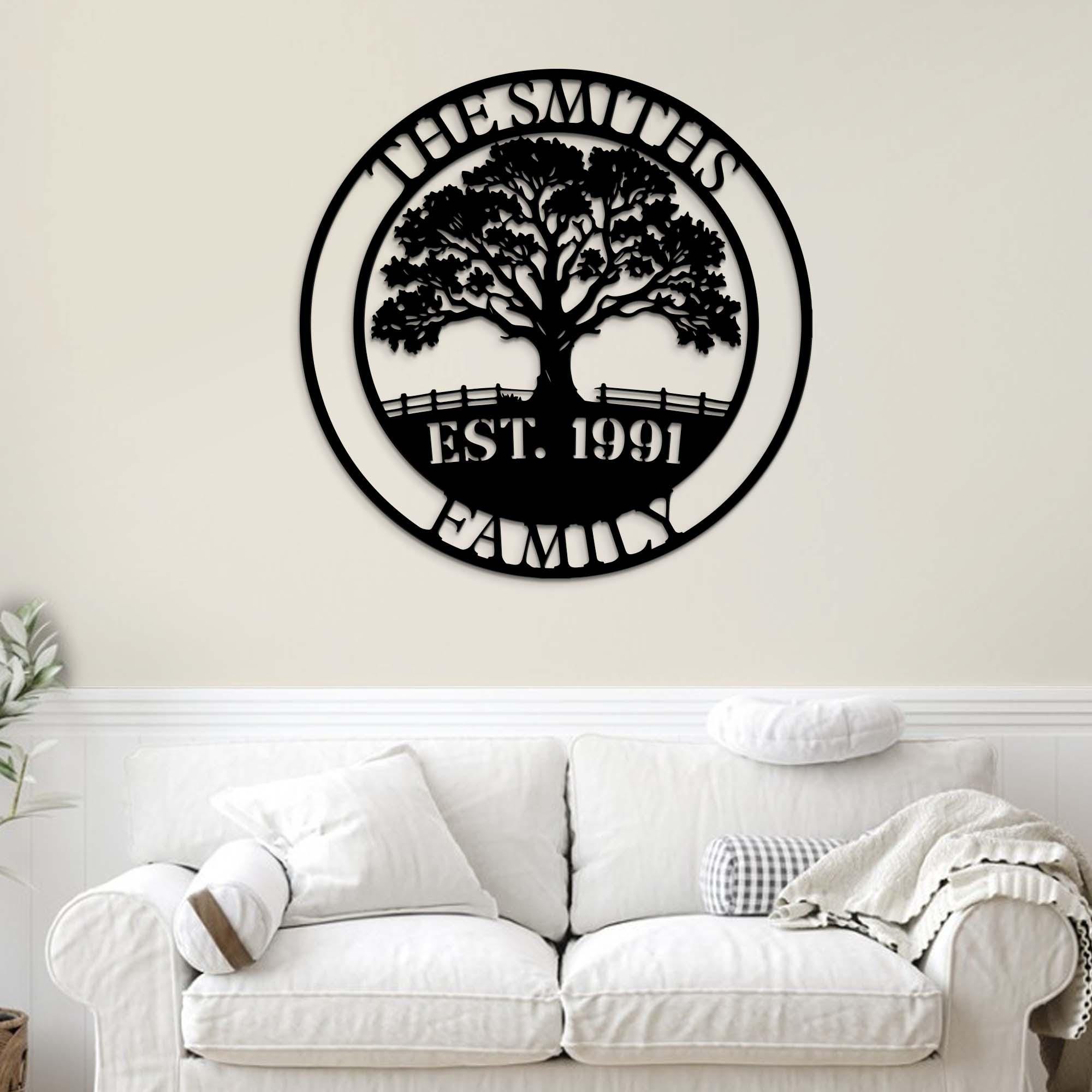 Custom Oak Tree Metal Wall Art, Personalized Oak Tree Metal Sign ...