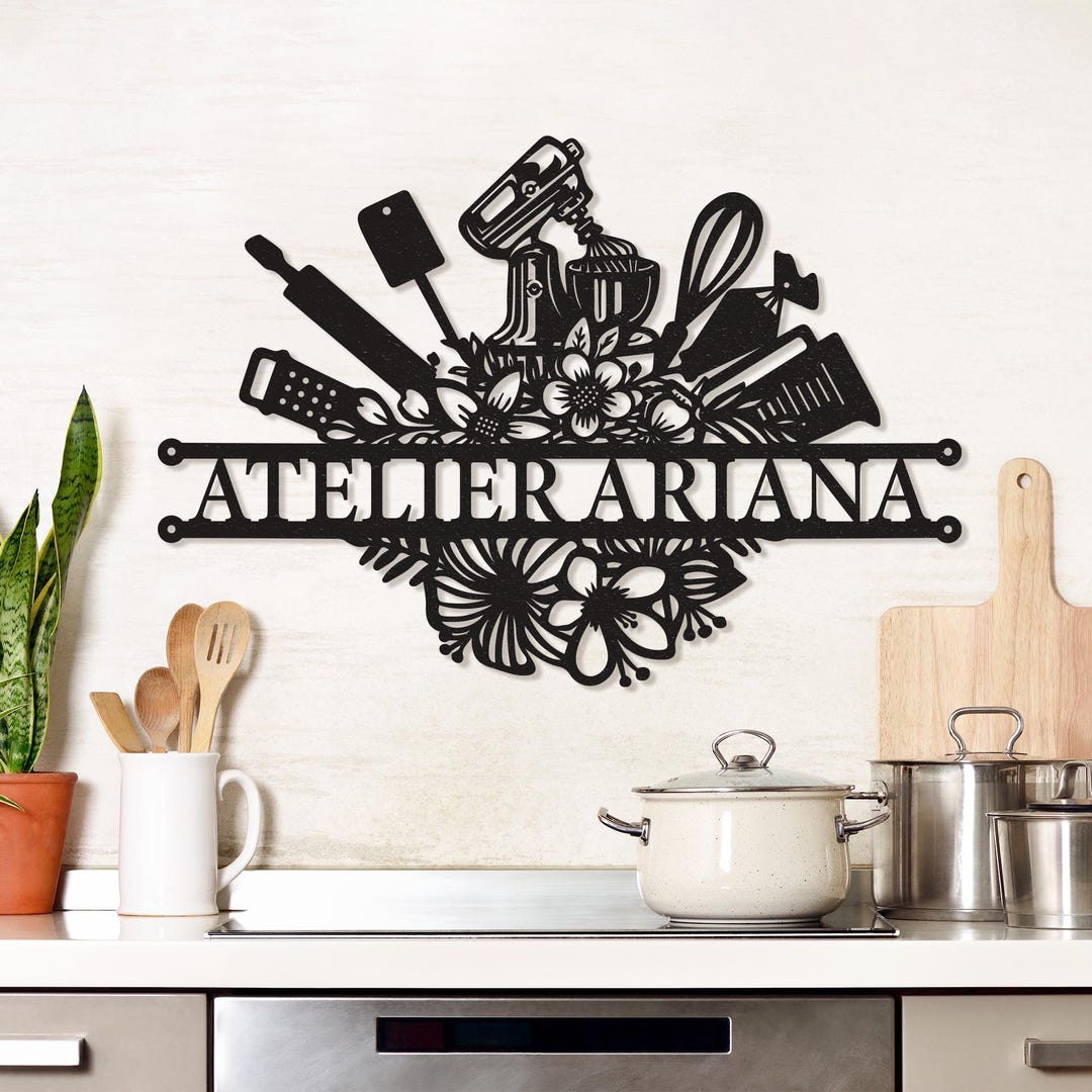 Custom Kitchen Name Sign, Personalized Baker Name Sign Decoration ...
