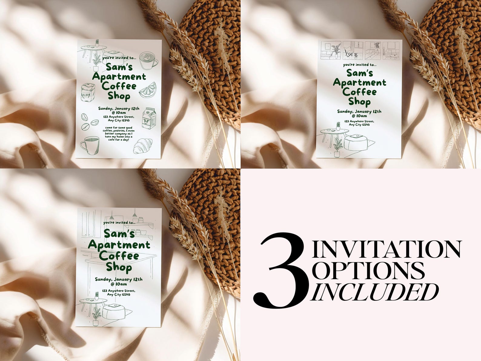 Coffee Shop Apartment Bundle: Party Invitation & Menu | In-home Cafe ...