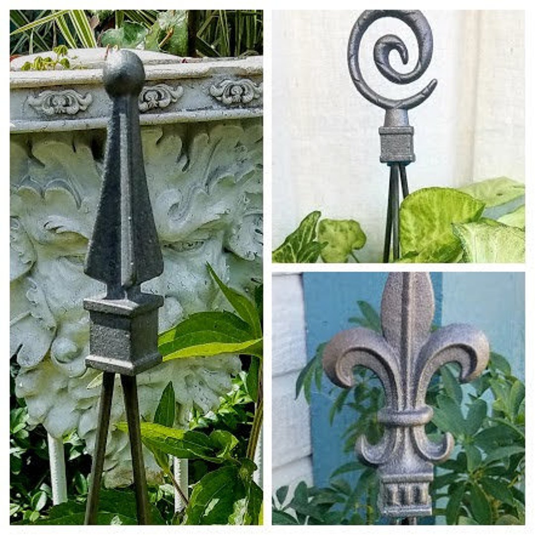 THREE SHORT 16 Towers Mixed Cast Iron Toppers...all Metal Houseplant ...
