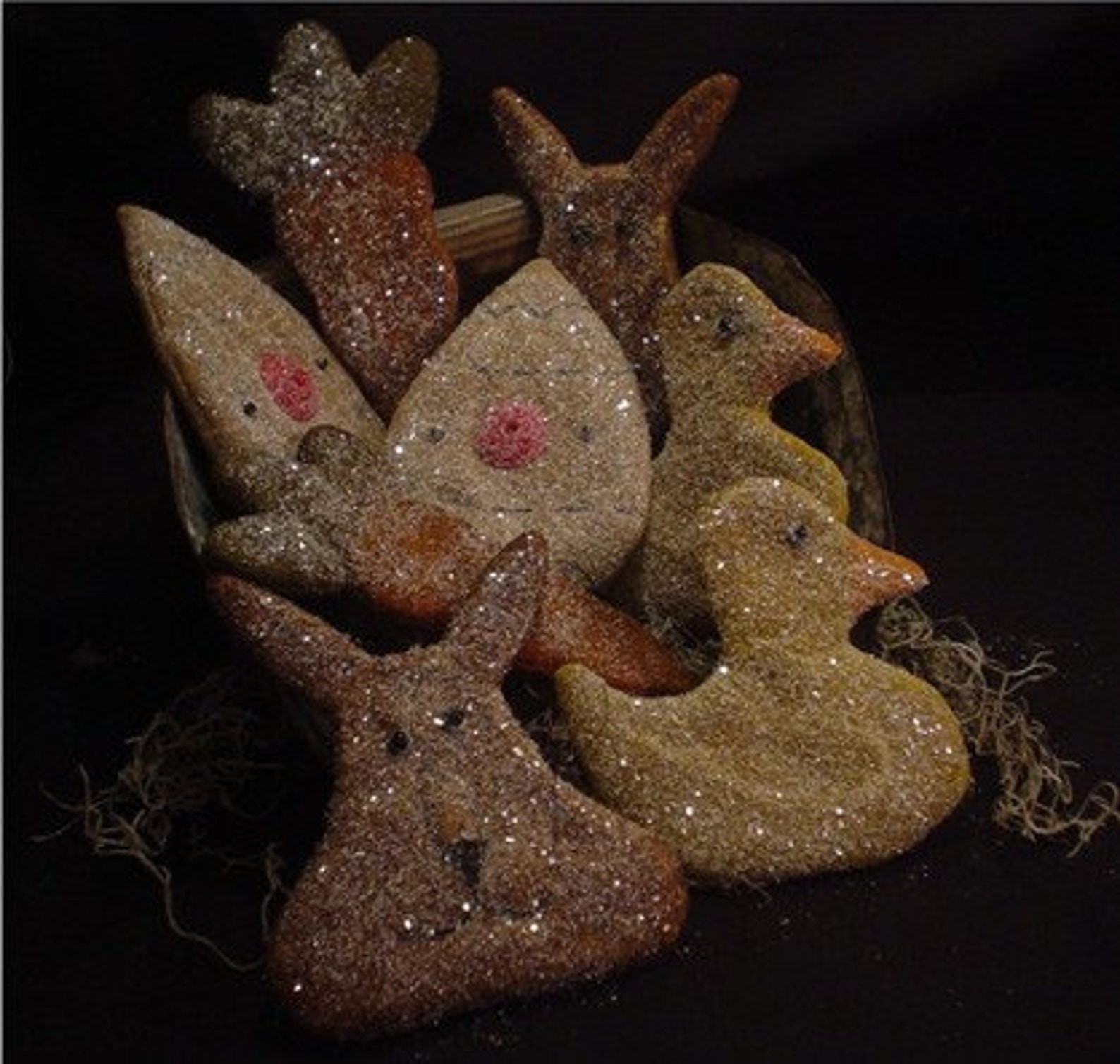 Aged Primitive Spring or Easter Sugar Cookies Bowl Fillers, Ornies ...