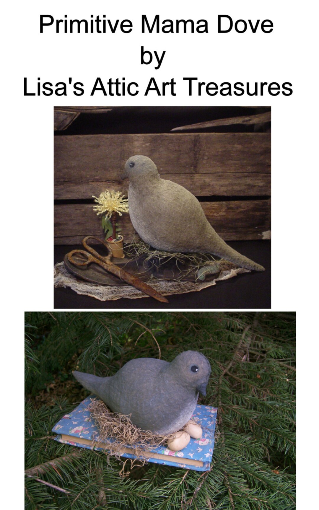 Primitive Mama Dove Bird Doll Pattern - Folk Art Dove Bird and Clay ...