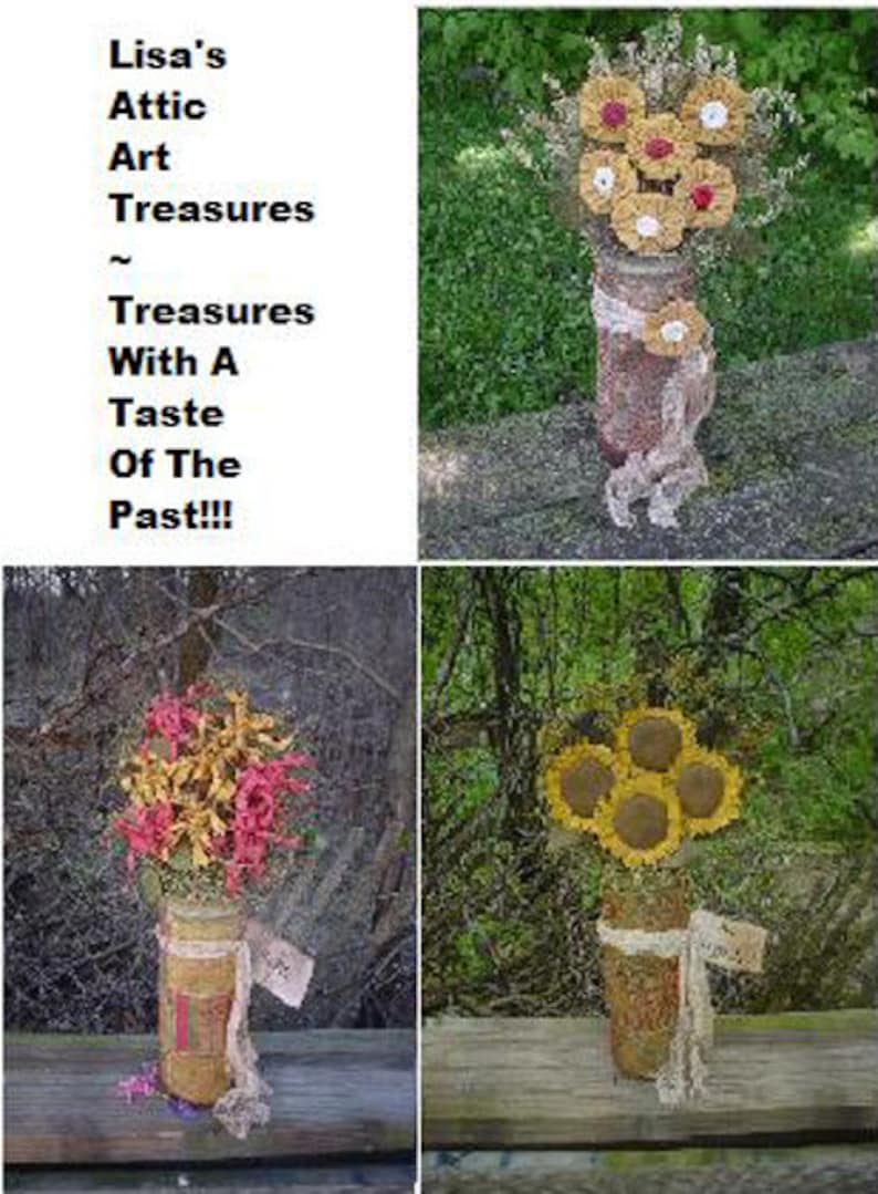 Primitive Flowers E Pattern Mums Sunflowers Yo-yo Flowers - Primitive ...