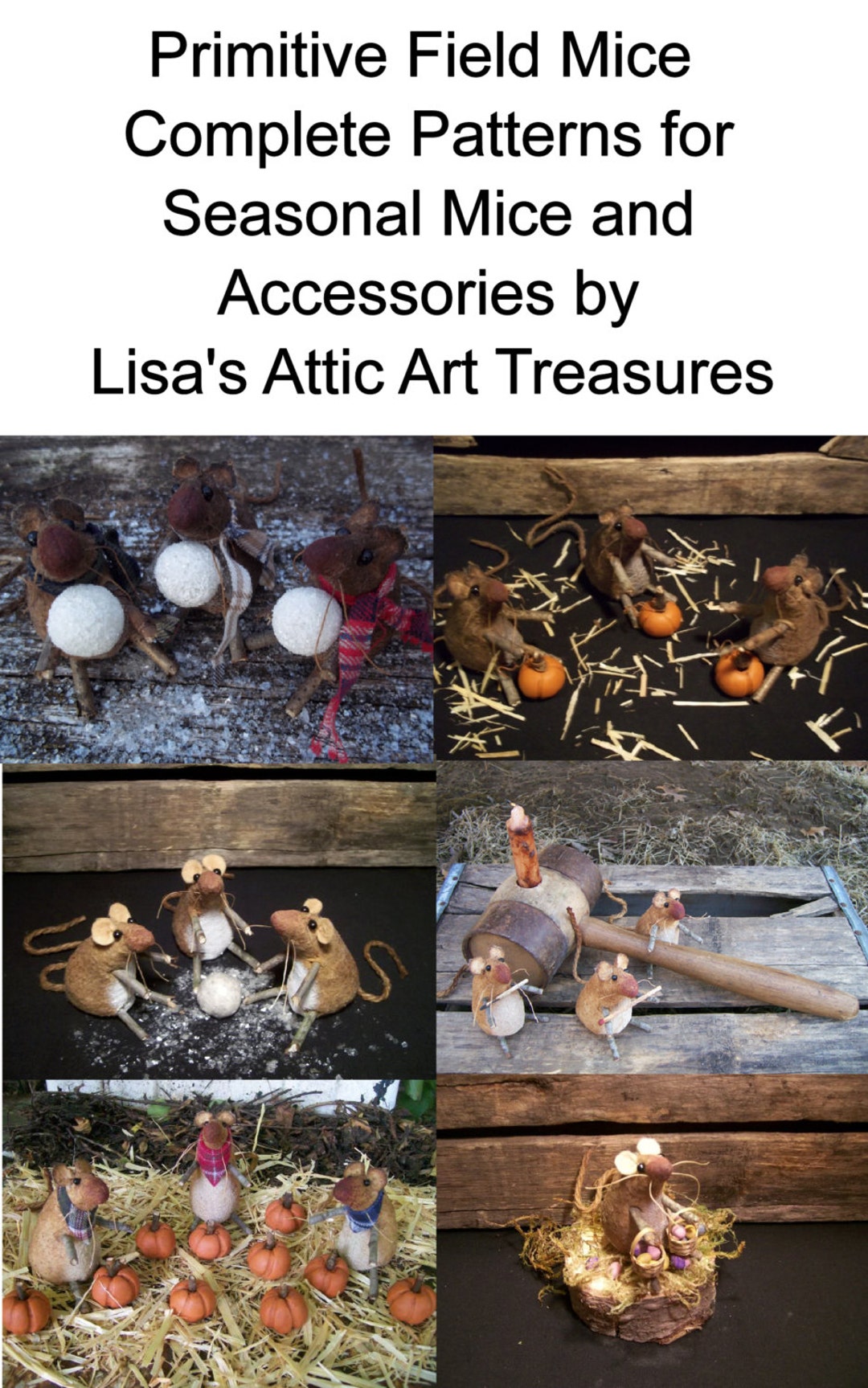 Primitive Field Mouse Mice Doll Pattern - Christmas Mice, Fall Mice ...