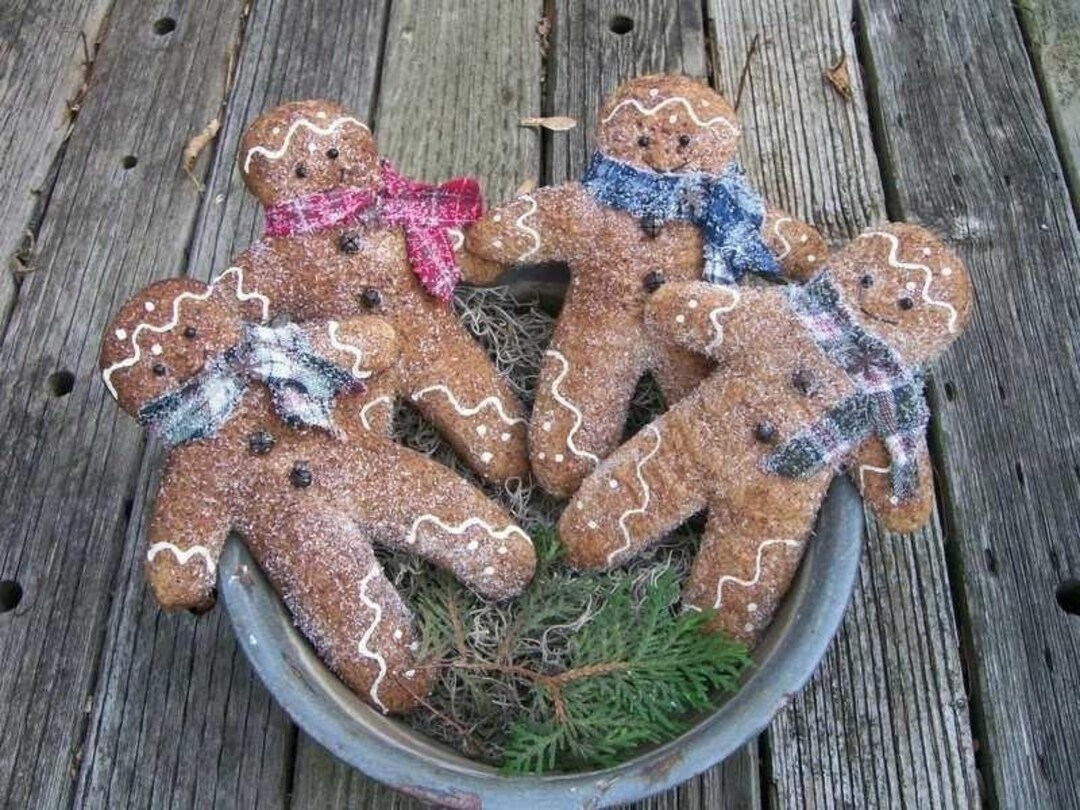Primitive Gingerbread Man Cookies, Aged 8" Bowl Fillers, Tucks, Ornies ...