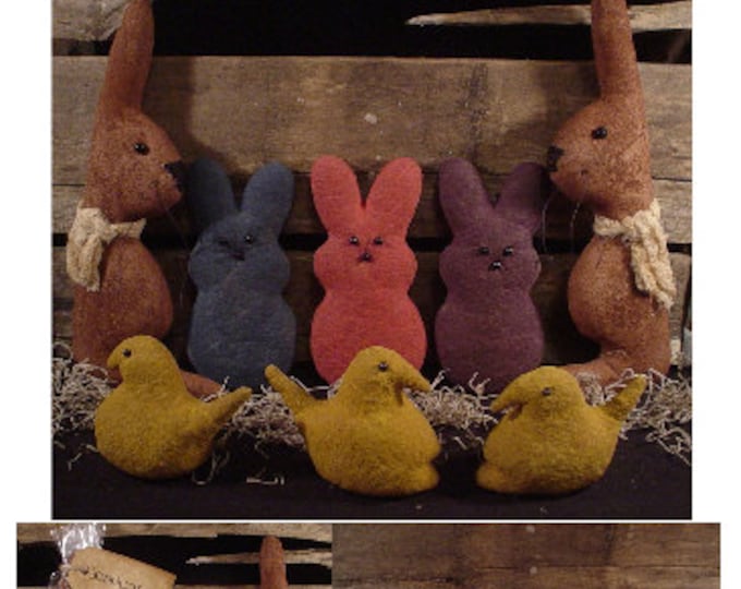 Primitive Folk Art Easter Candy E Pattern Bunny Rabbits Chicks Dolls ...