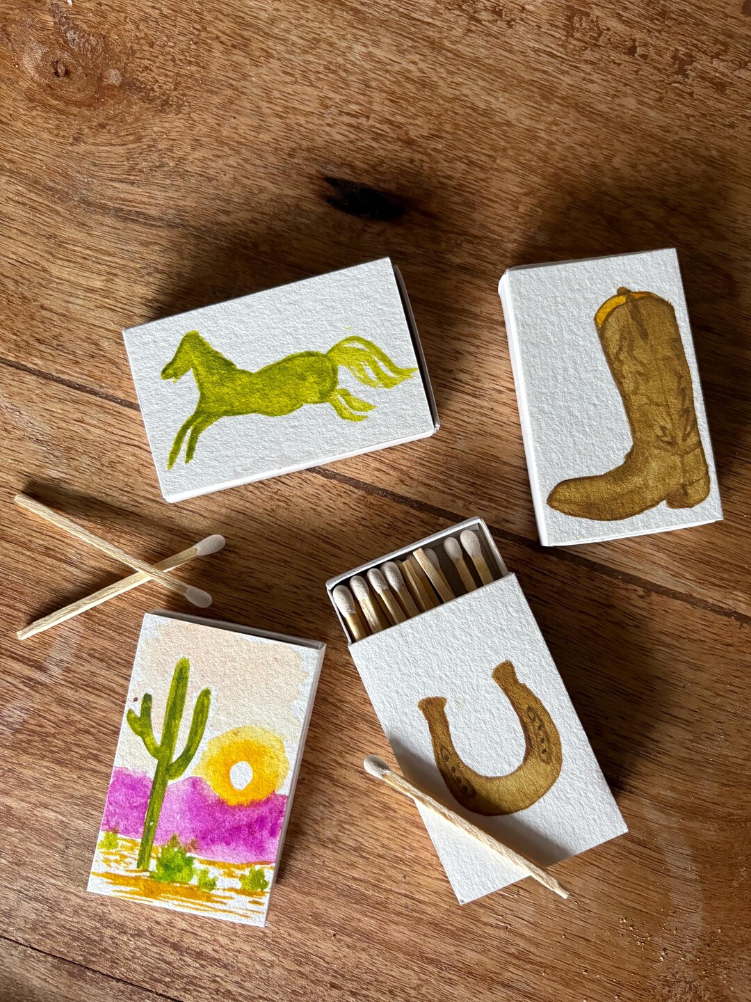 Western Hand-painted Watercolor Matchbooks - Etsy