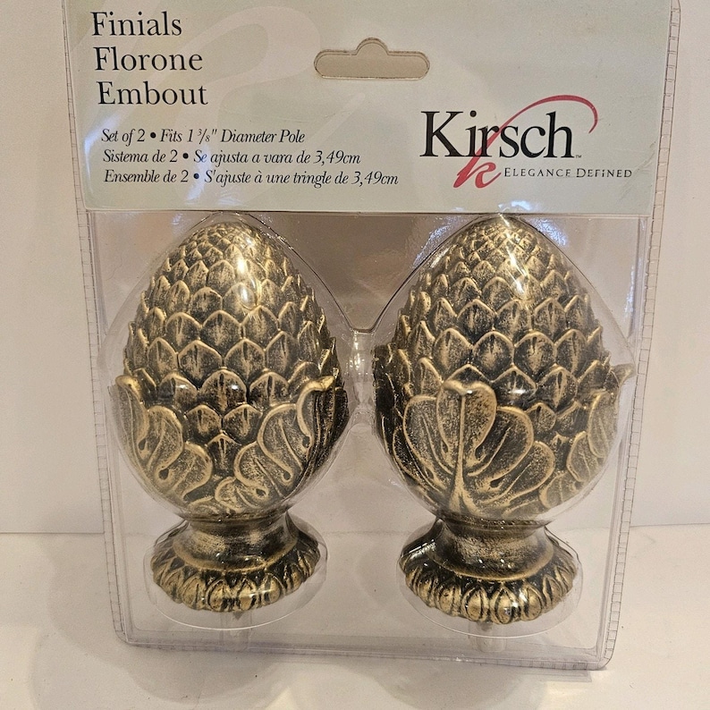 Kirsch Oak Leaf Finials Set of 2 Anodized Bronze Fits 1-3/8" Diameter ...