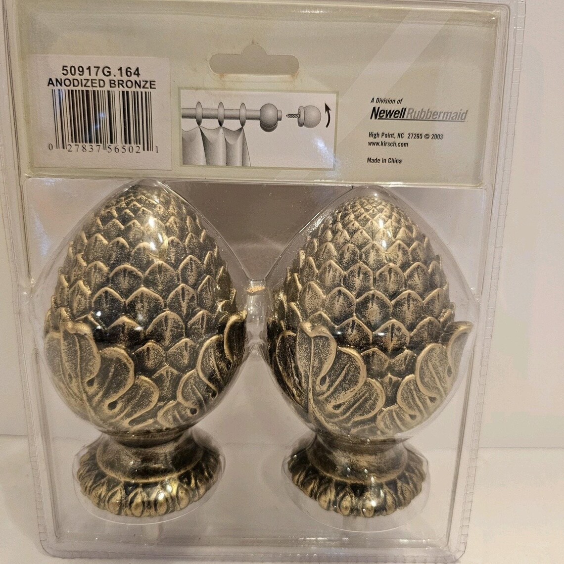 Kirsch Oak Leaf Finials Set of 2 Anodized Bronze Fits 1-3/8" Diameter ...