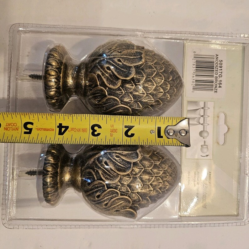 Kirsch Oak Leaf Finials Set of 2 Anodized Bronze Fits 1-3/8" Diameter ...
