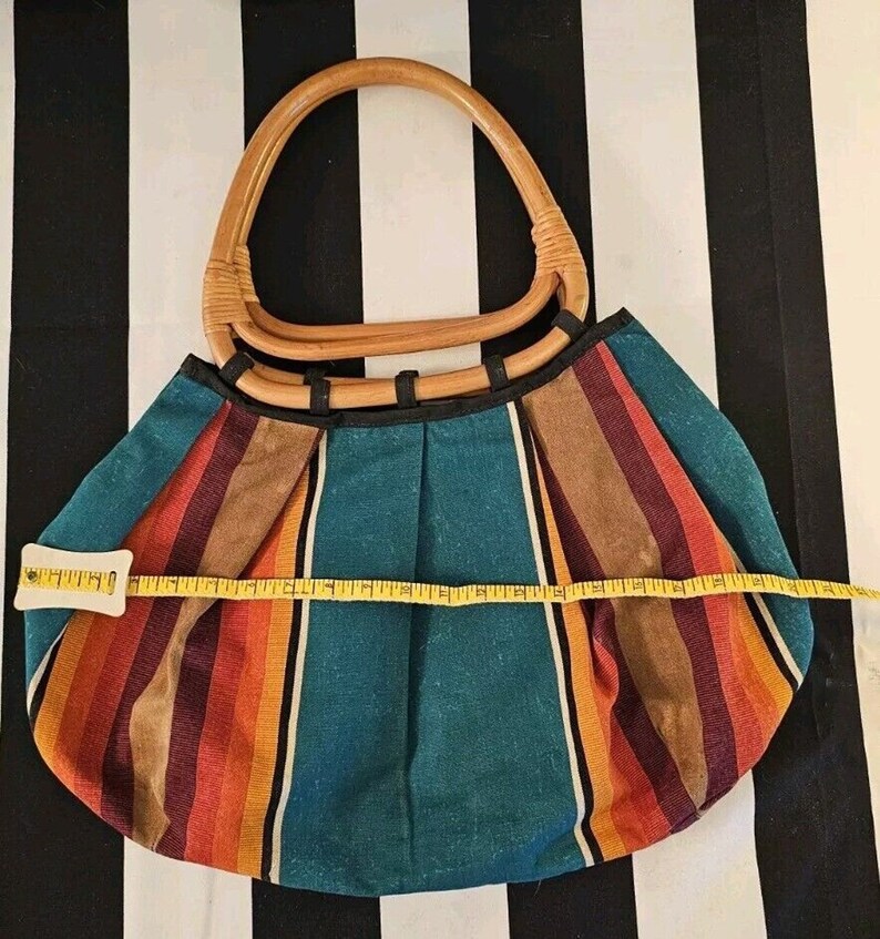 Vintage Large Boho Shoulder Bag Bamboo Handles Colorful- Purses ...