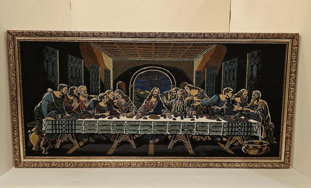 Vintage "last Supper" Paint by Number (?) Painting on Velvet Art 28" X ...
