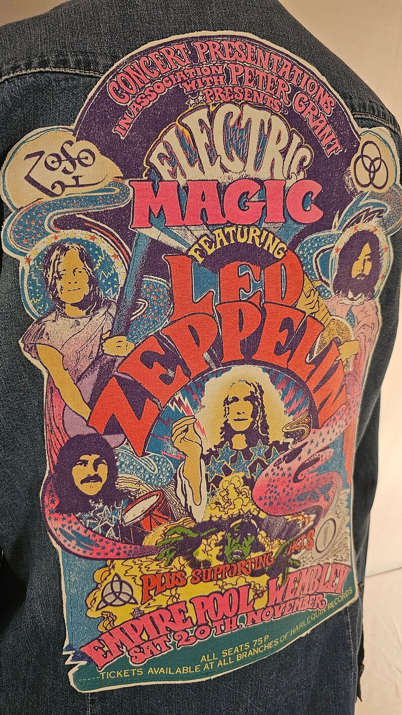 Upcycled Led Zeppelin Jean Shirt - Unique Concert Wear, Festivals ...