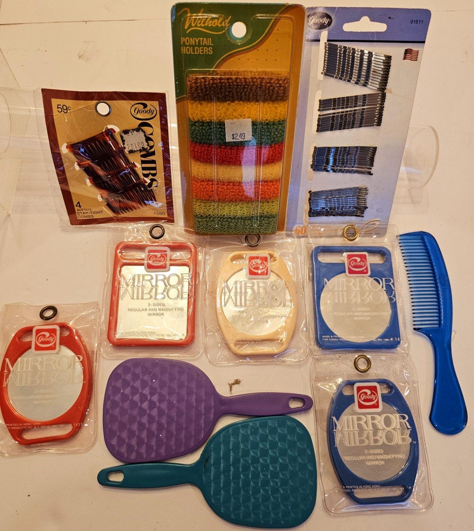 Vintage Goody Hair Care 80s Combs, Hand Mirrors, Ponytail, Clips Lot of ...