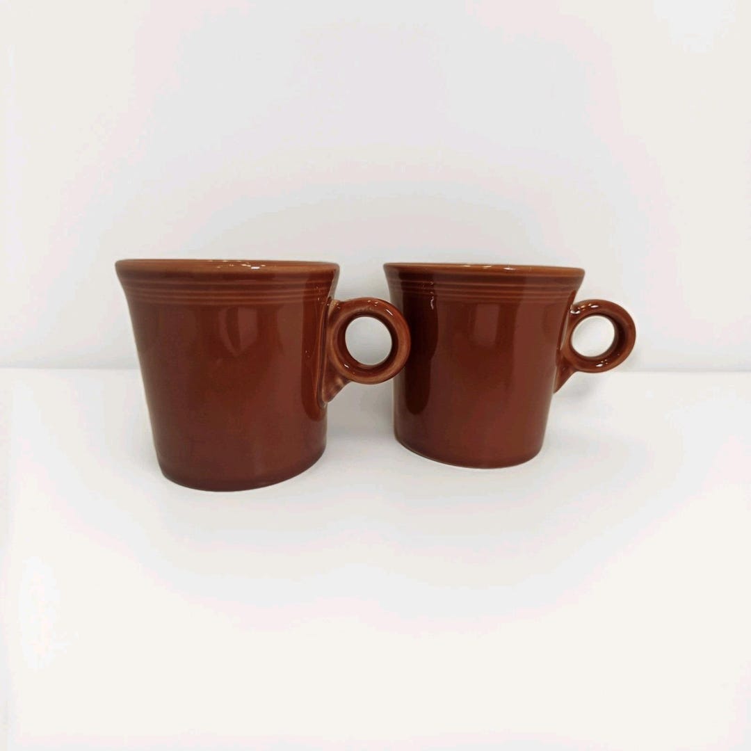 Two Fiesta HLC Fiestaware Paprika Red Orange Ring Handled Mug Cups ...