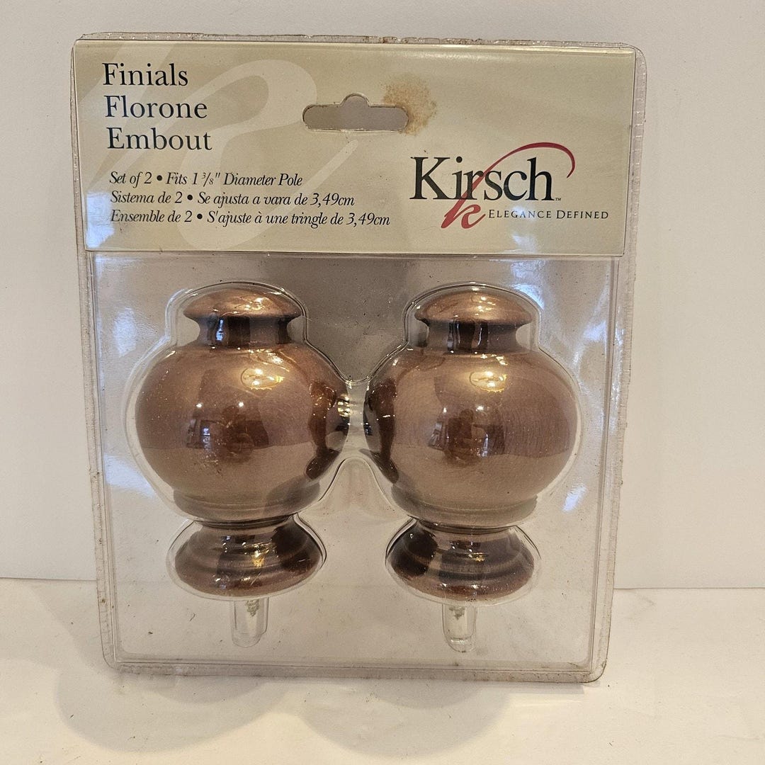 Kirsch 1-3/8" Wooden Curtain Rod Finials NOS in New - Walnut - Etsy
