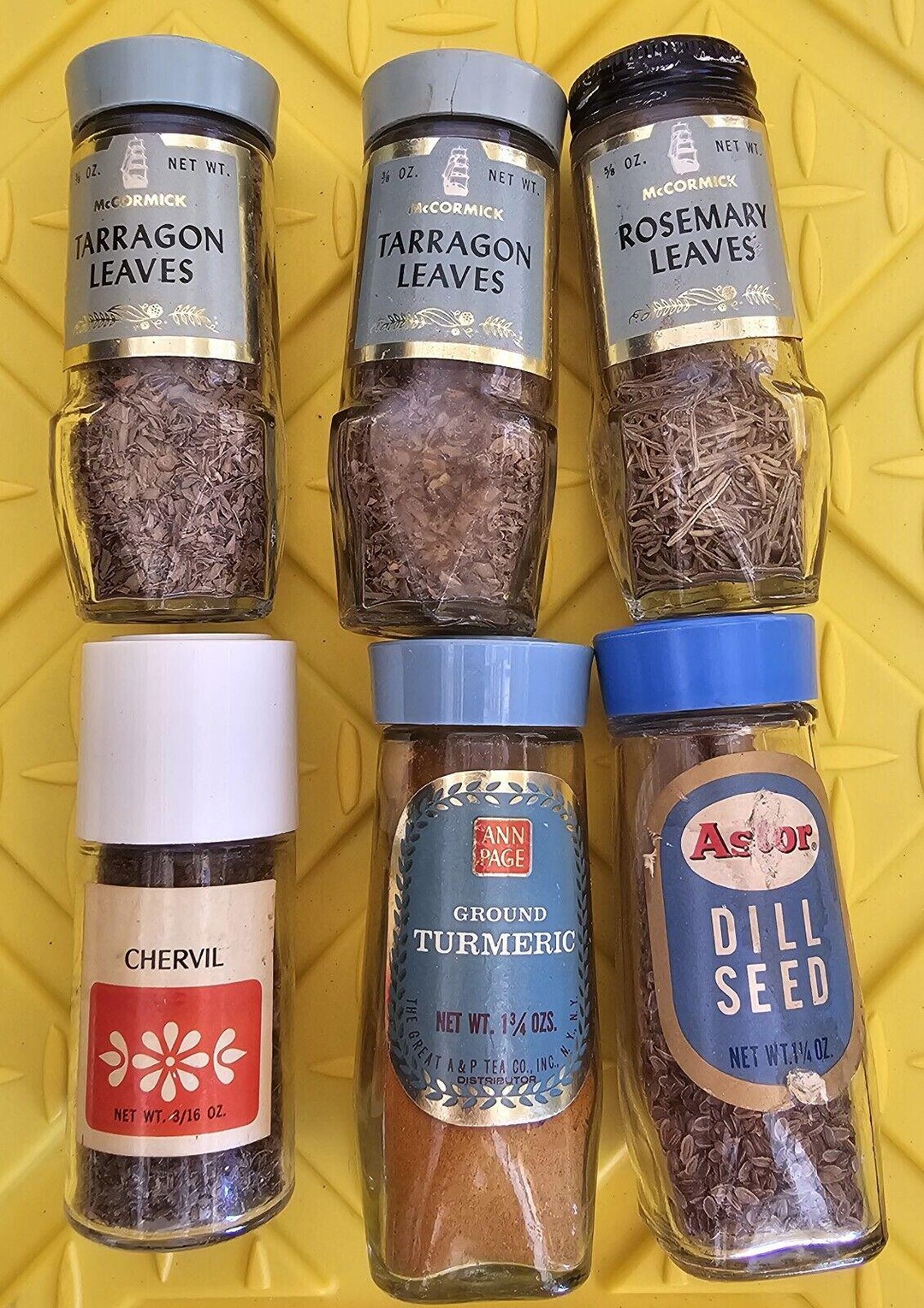 Lot of 6 Vintage Mccormick French's Astor Ann Page Spice Jar Bottles ...