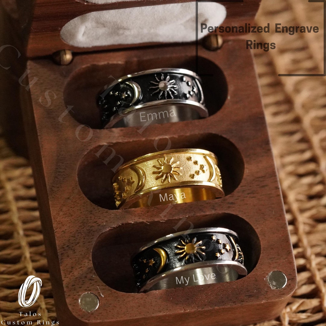 Personalized Celestial Sun and Moon Ring - Solar System Ring, Galaxy ...
