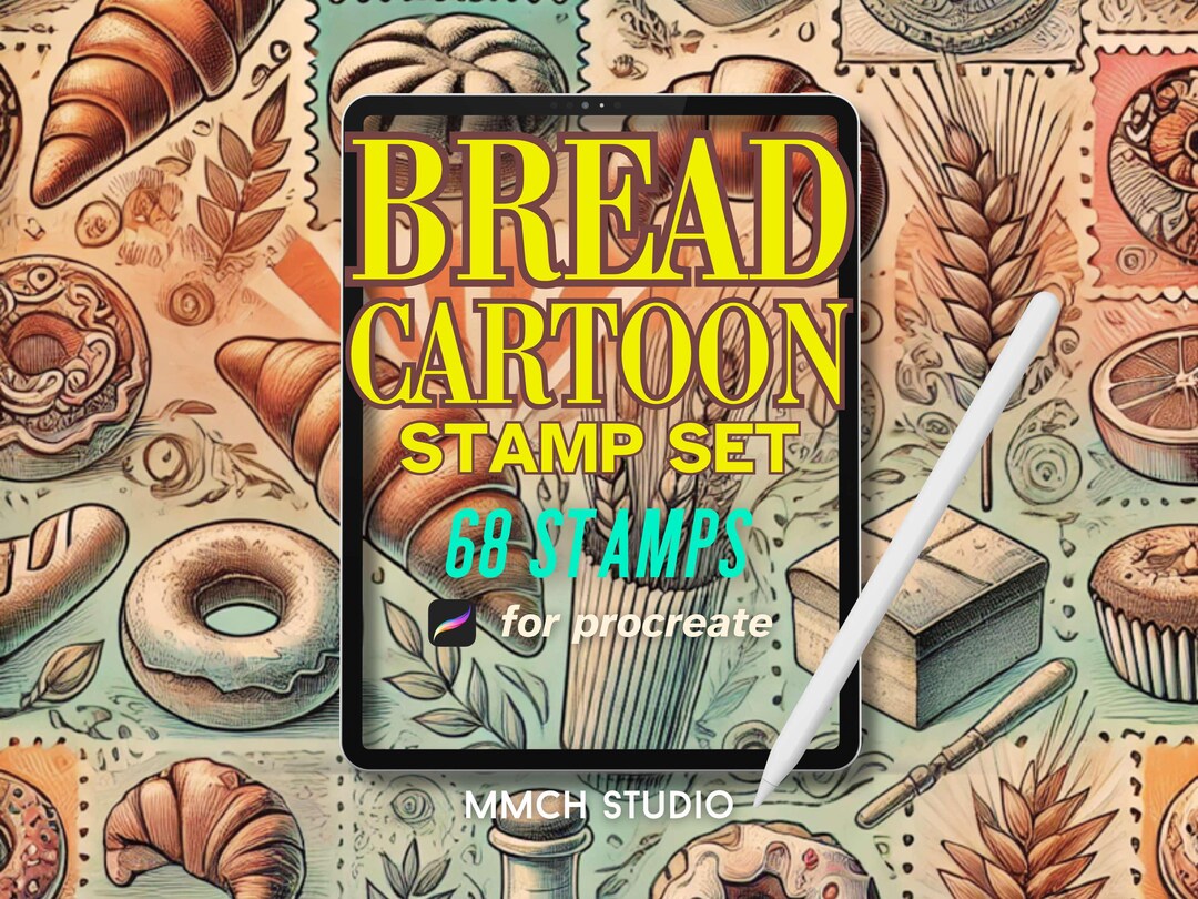 Cartoon Bread Procreate Stamp Set – 68 Unique Bakery-inspired Stamps ...