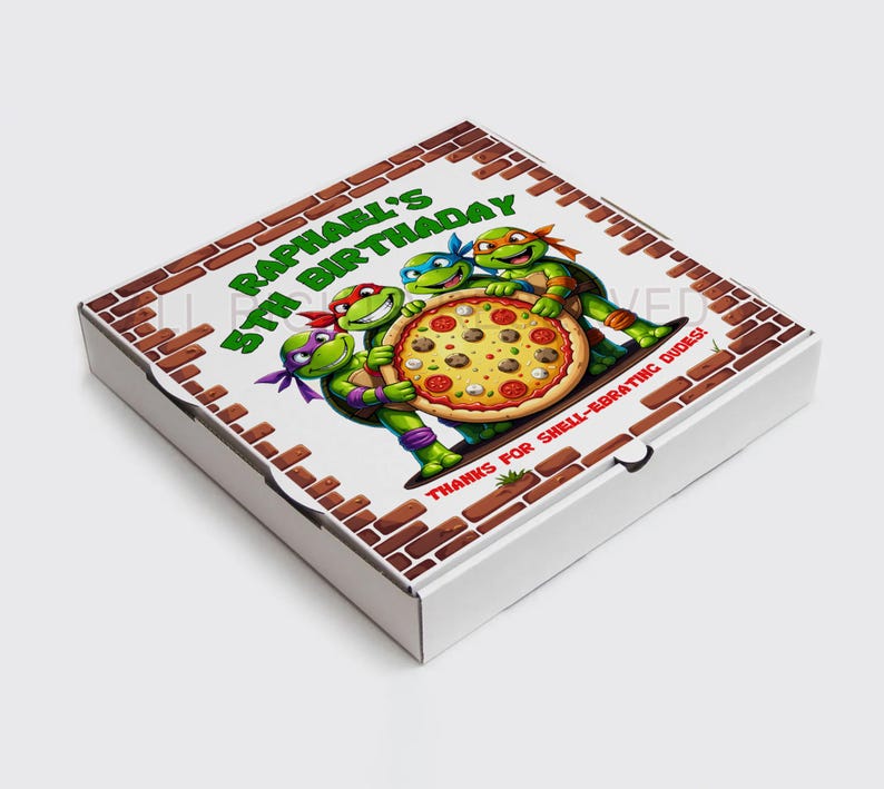 Ninja Turtles Pizza Box Label – Editable Canva Template for a Pizza and ...