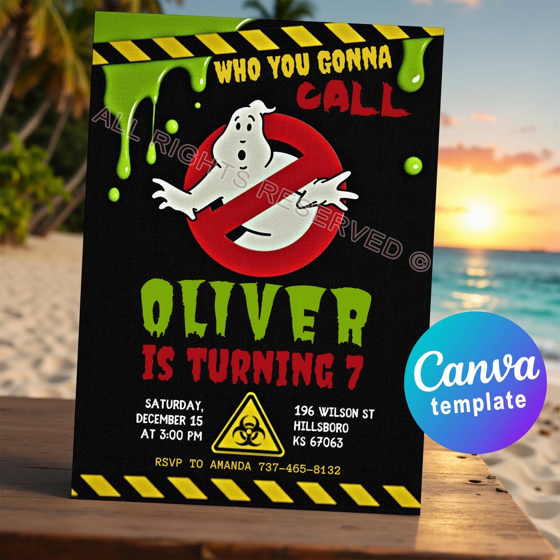 Ghostbusters Invitation Editable Birthday Party Card – Customizable ...
