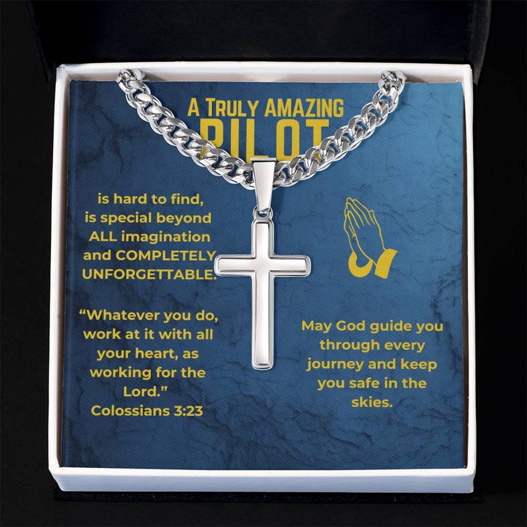 Pilot Cross Necklace, Gift for Pilot, Thank You Pilot, Appreciation for ...