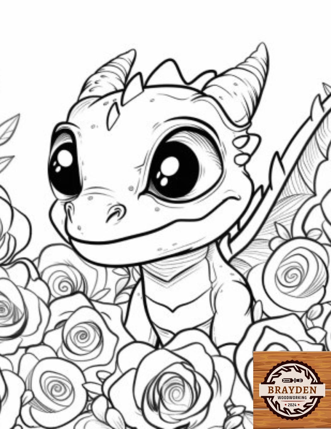 Flower Dragon | Clean Outline Design for Crafting – Craft Template ...