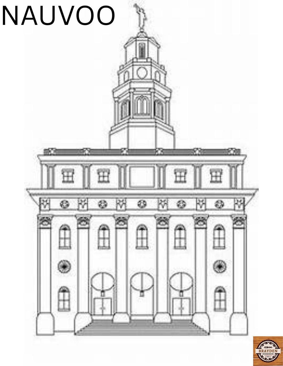Nauvoo Temple Outline – LDS Pyrography Template | Printable Woodburning ...