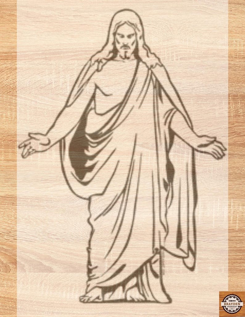 Jesus With Open Arms – Christian Pyrography Template | Woodburning ...