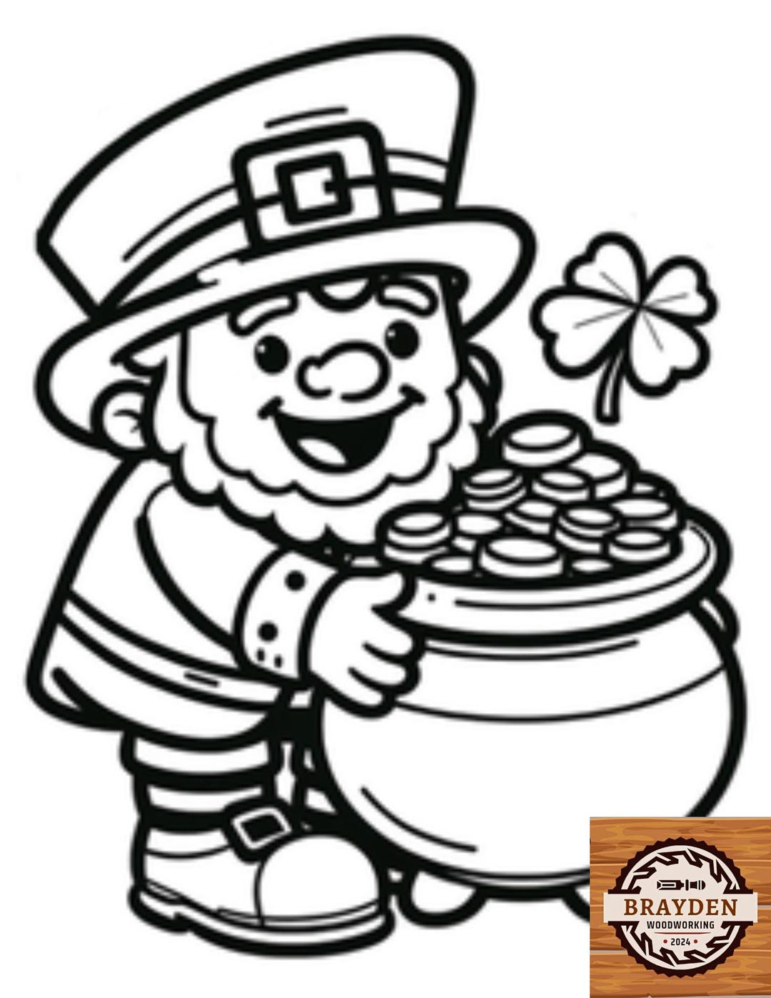 Leprechaun & Pot of Gold | Clean Outline Design for Crafting – Craft ...