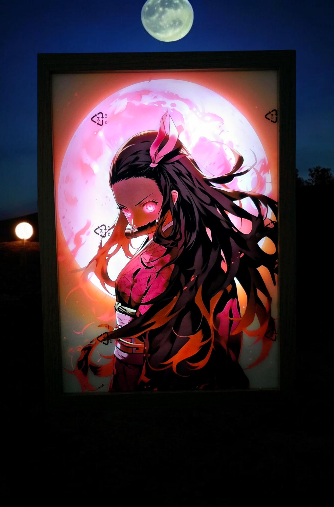 Custom Made Demon Slayer Nezuko Blood Moon Art Lamp - Etsy