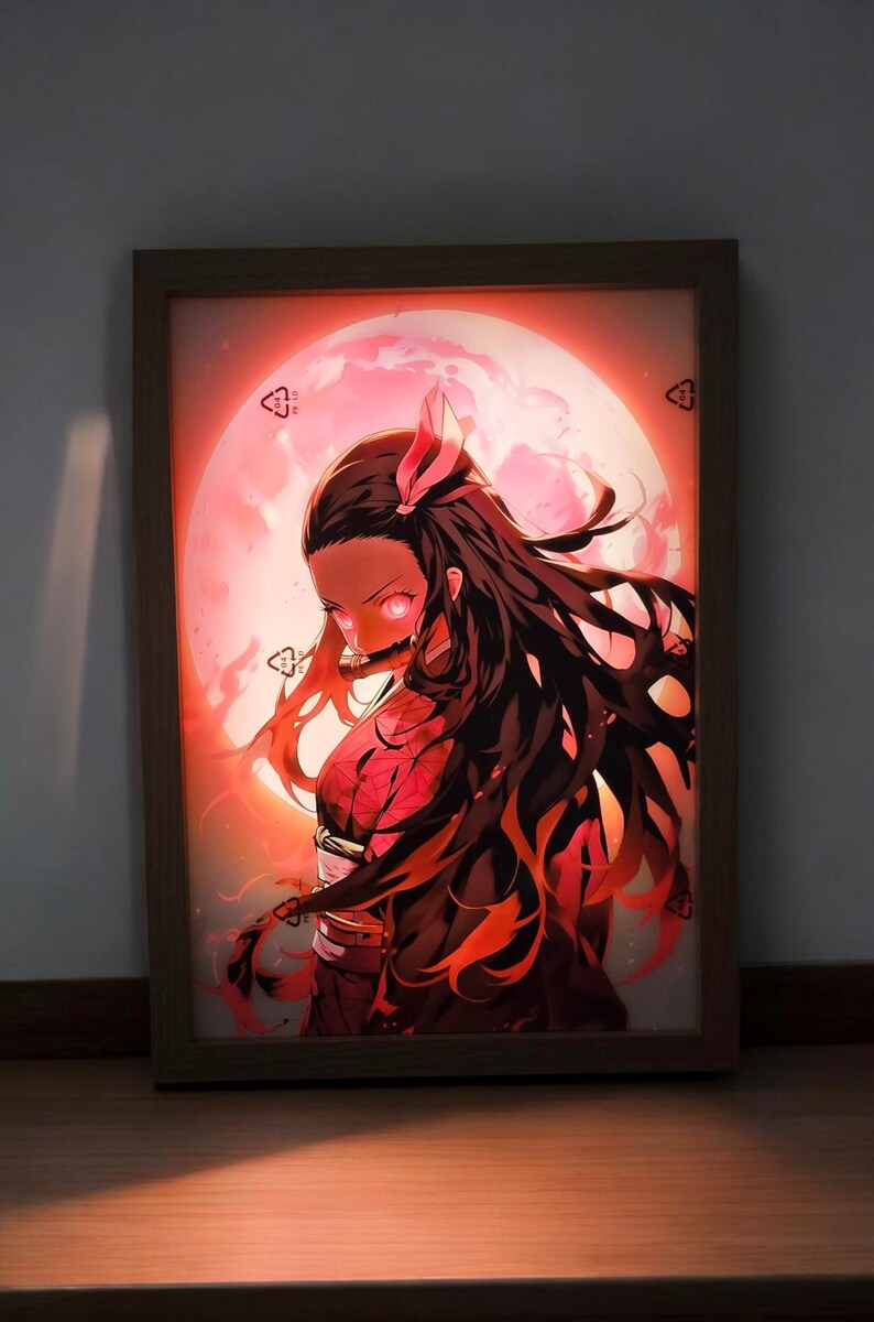Custom Made Demon Slayer Nezuko Blood Moon Art Lamp - Etsy