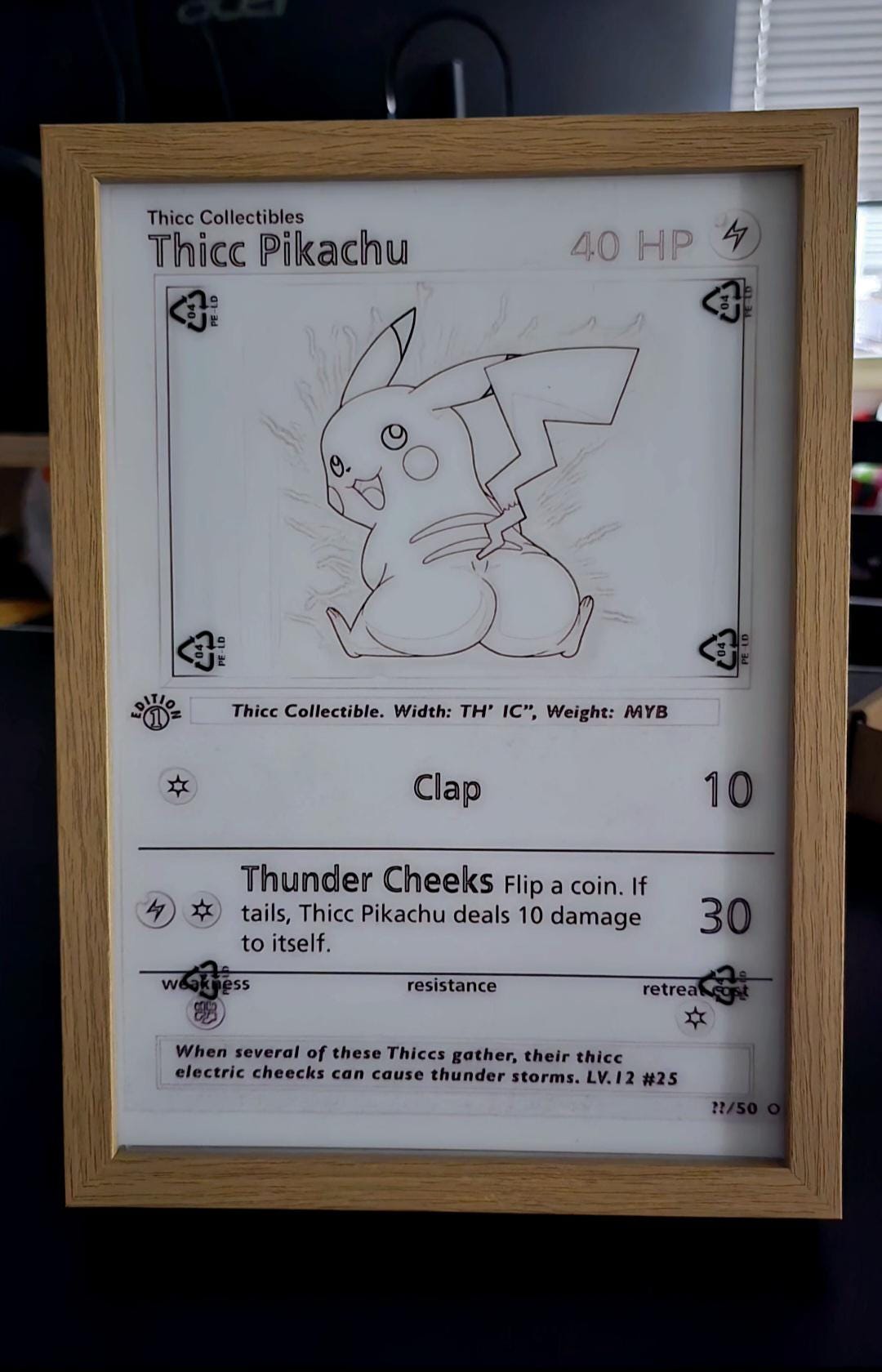 Thicc Pikachu Outline Art Lamp - Etsy