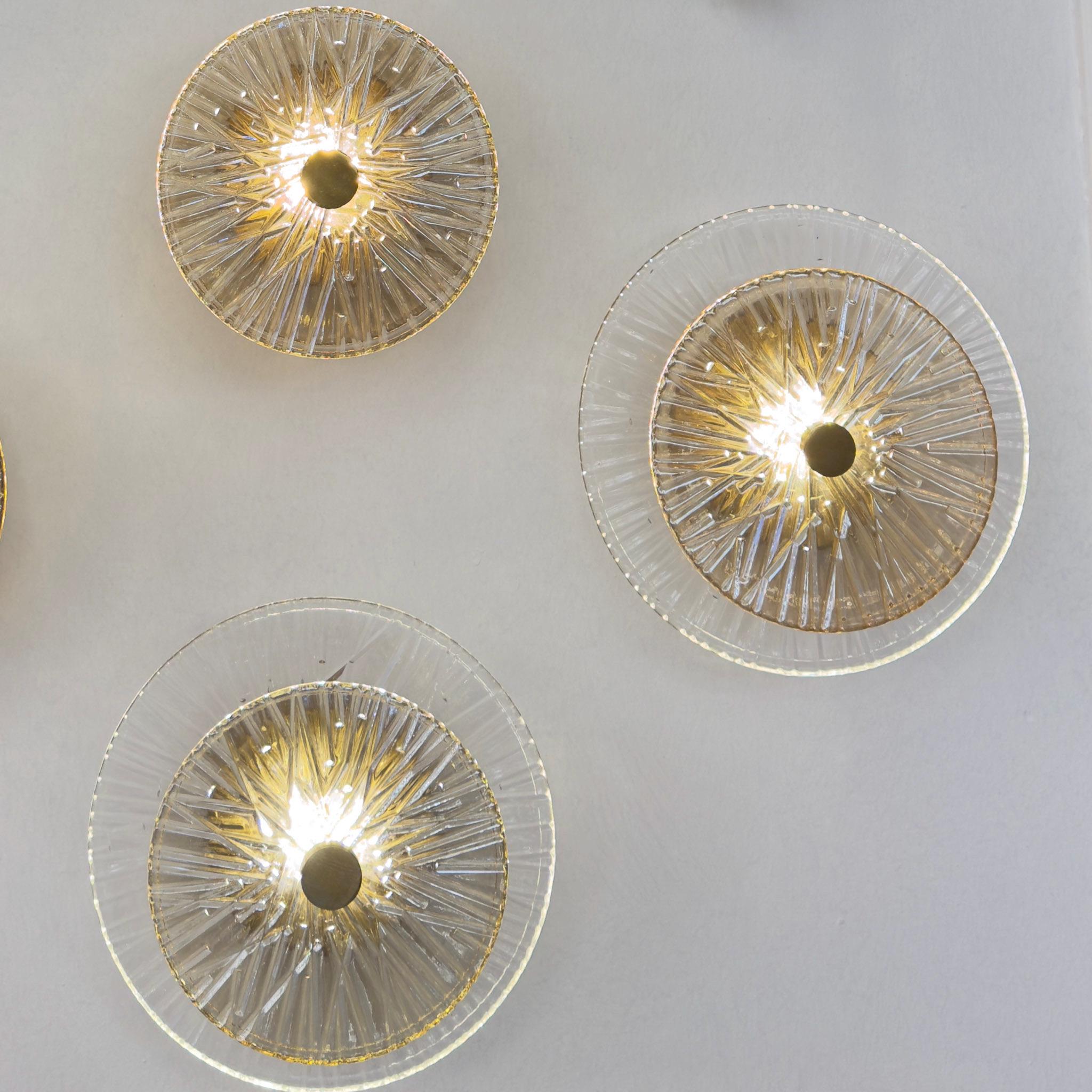 Amber & Transparent Glass Brass Sconce, Minimalist - Modern Wall Sconce ...