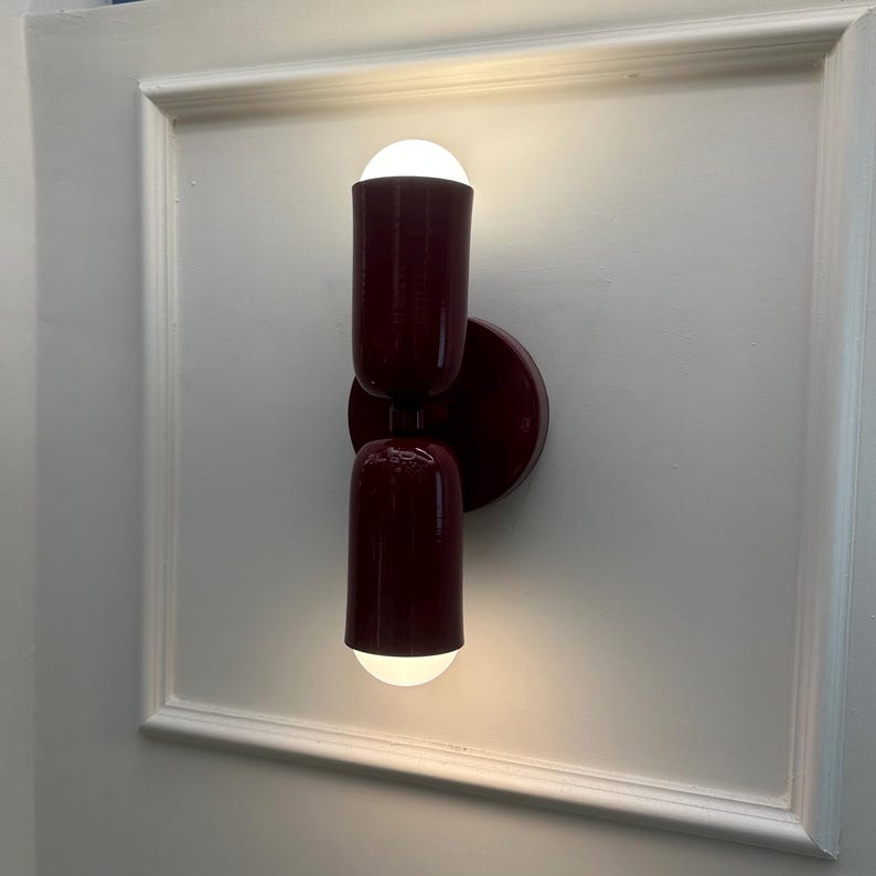 Modern Burgundy Wall Sconce | Handmade Art Deco Wall Light | Double ...