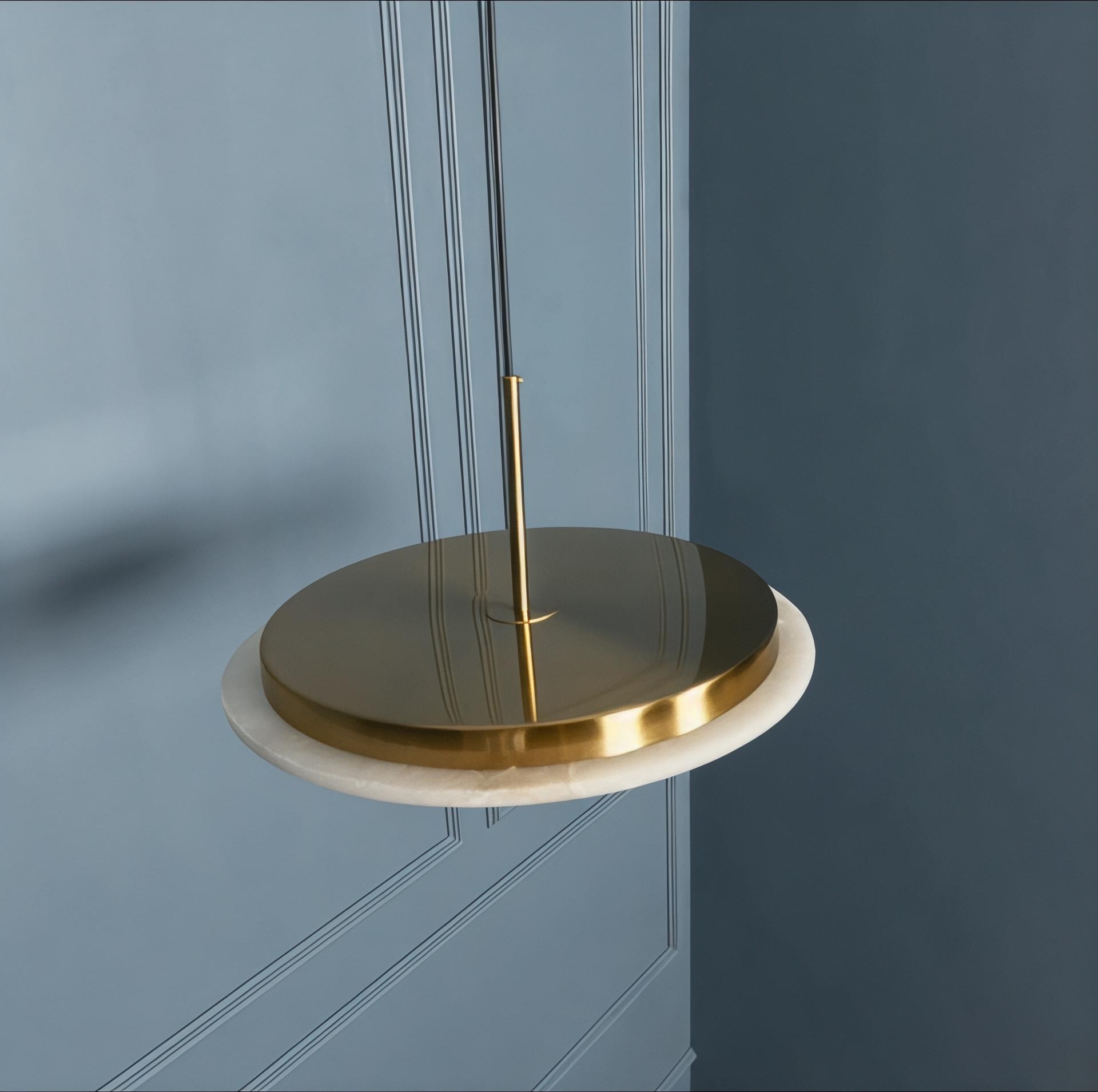 Alabaster Pendant Light | Modern Marble Ceiling Lamp | Brass Hanging ...