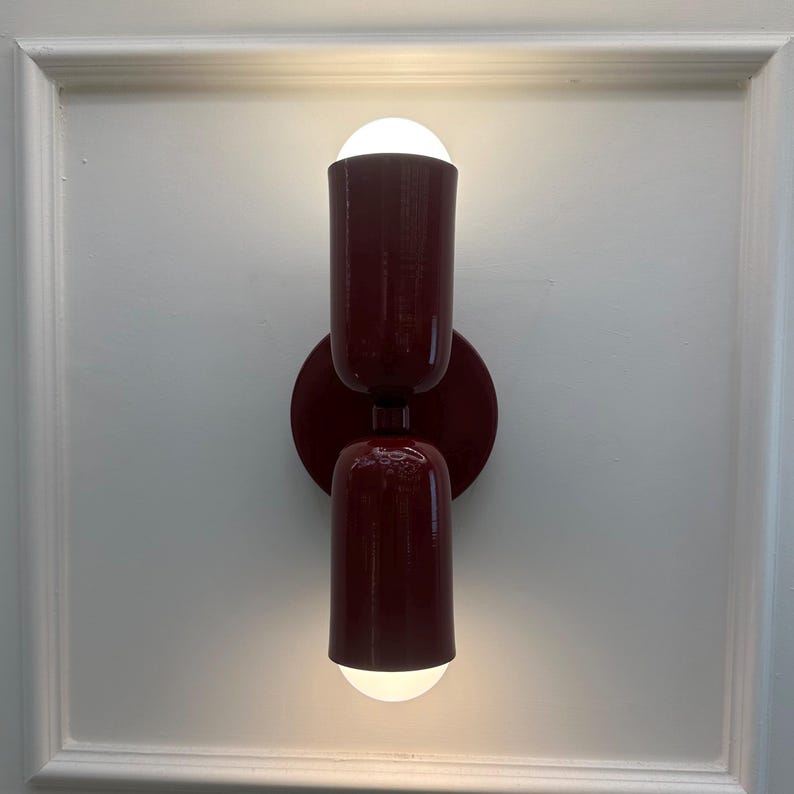 Modern Burgundy Wall Sconce | Handmade Art Deco Wall Light | Double ...