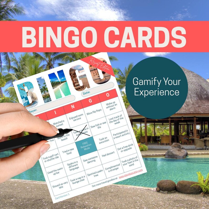 Resort Trip Bingo: 10 Printable Vacation Game Cards (PDF Download) - Etsy