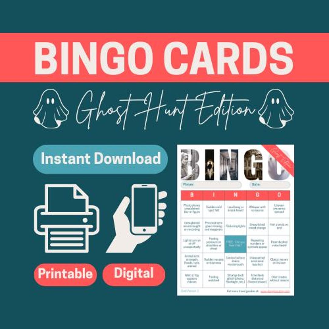 Ghost Hunt Bingo Cards – Haunted Adventure Game | 10 Unique Digital ...