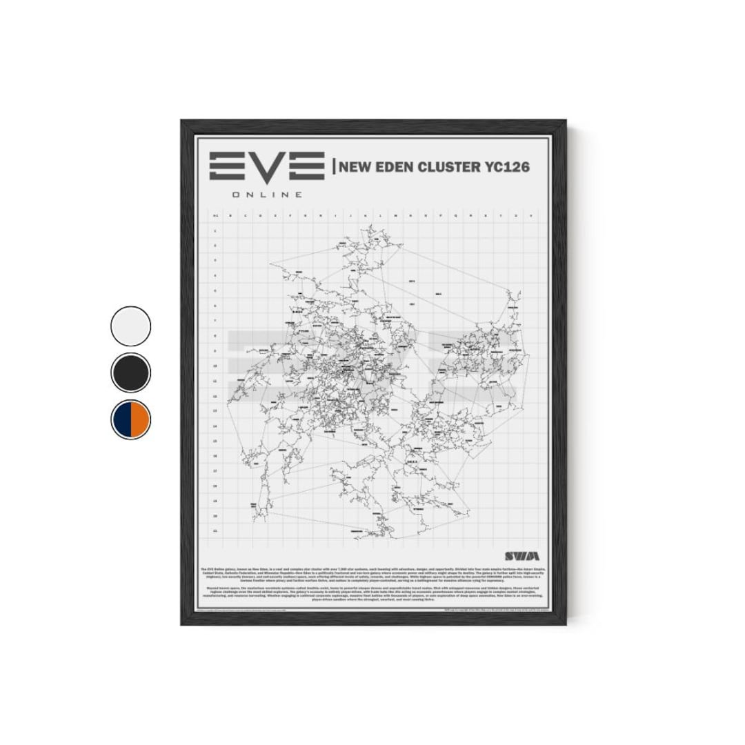 Eve Online Galaxy Map Poster: New Eden Map - Sci-fi Video Game Art ...