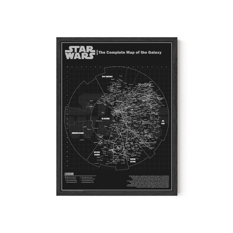 Star Wars Galaxy Map Poster: Complete Map - Sci-fi Art Print - Etsy ...